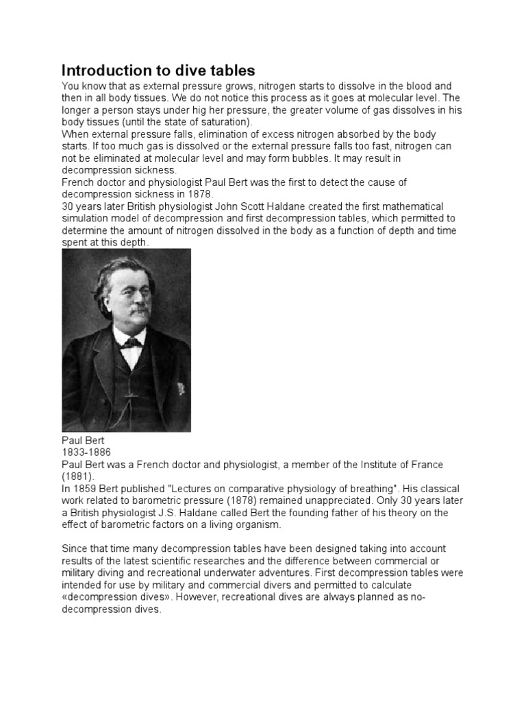 Dive Tables and Decompression Basics | PDF | Underwater Diving ...