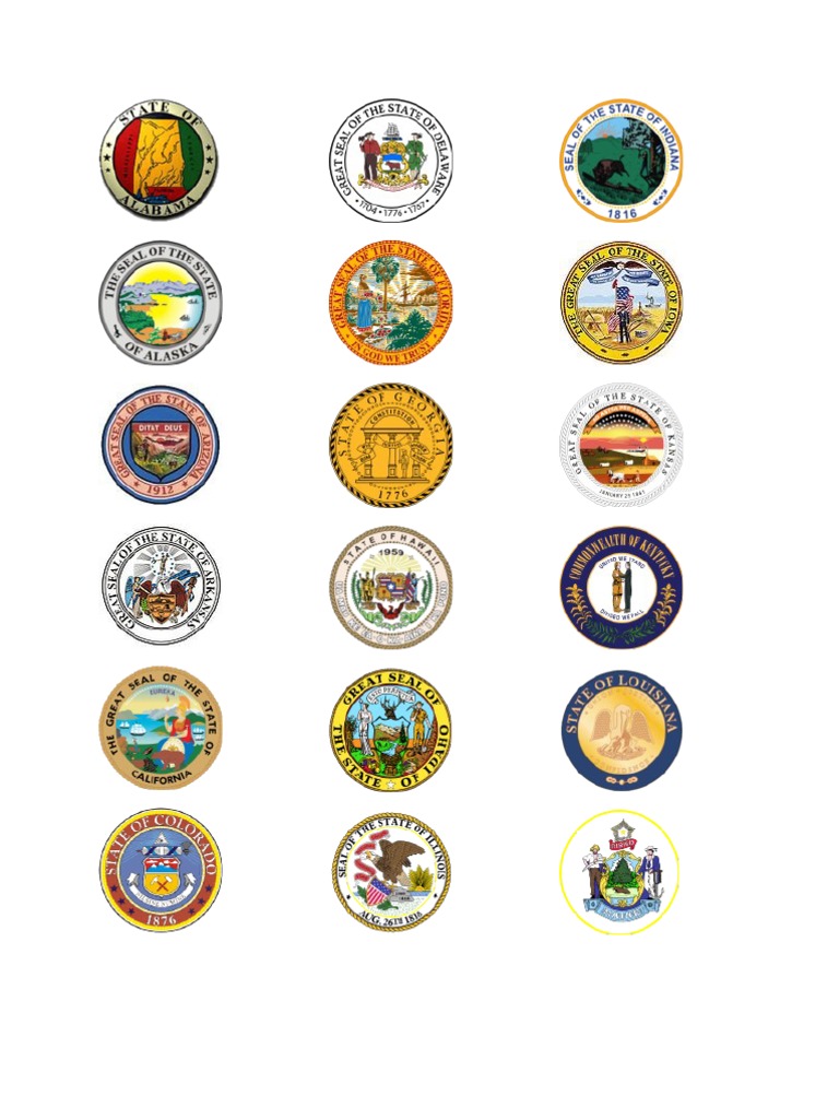 US State Seals For Pretend Passport | PDF