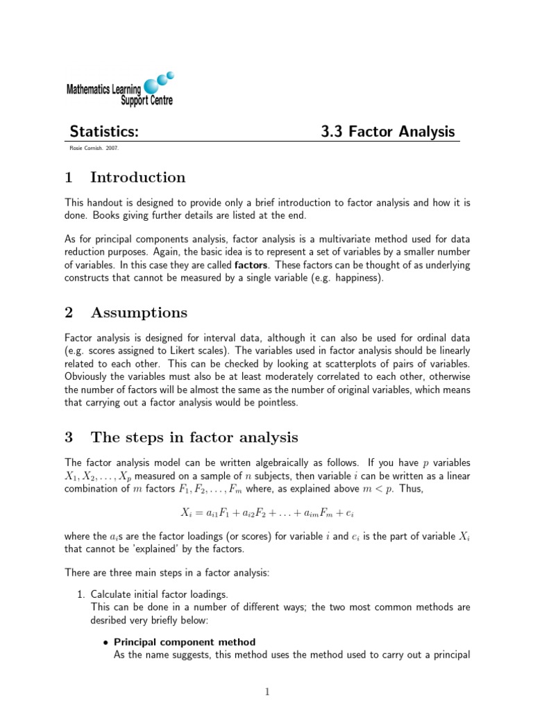 Factor Analysis | PDF | Factor Analysis | Principal Component Analysis