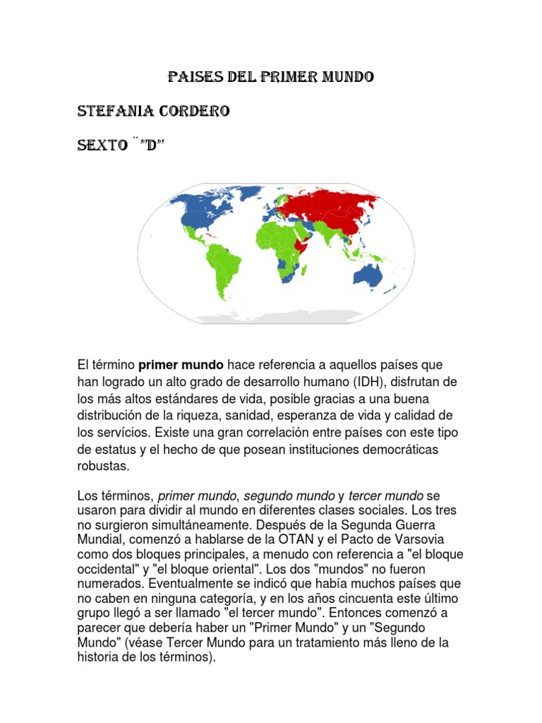 Paises Del Primer Mundo | PDF | Nacionalismo | Políticas globales