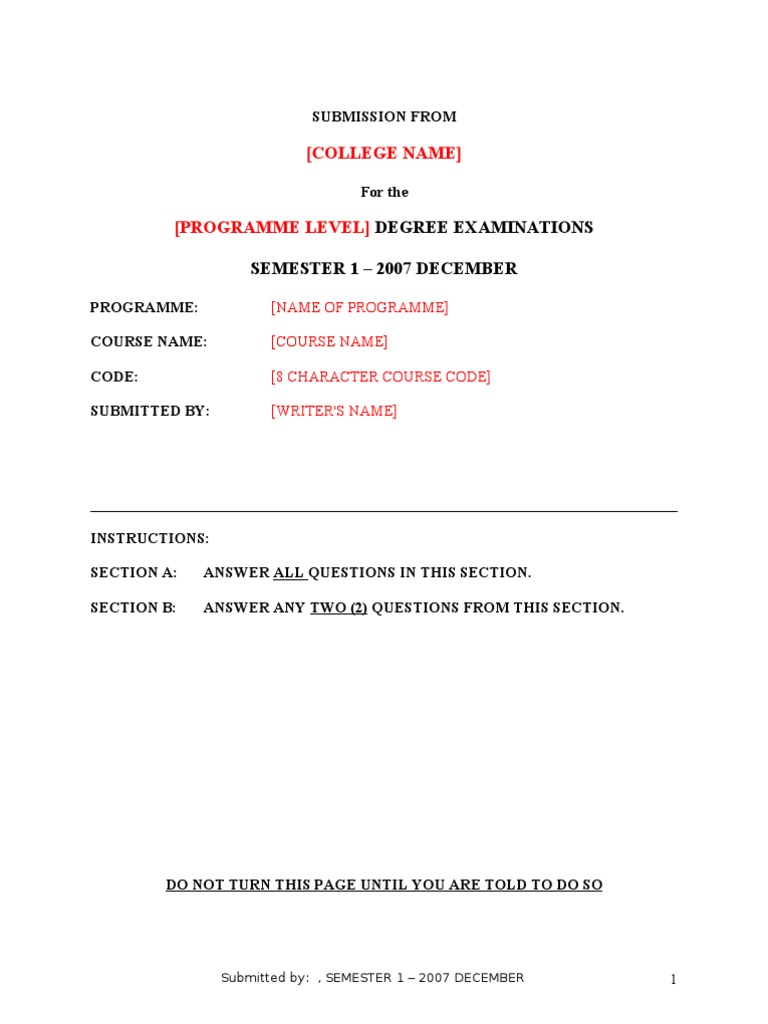 Exam - Submission - Template - Revised | PDF | Academic Term | Academia