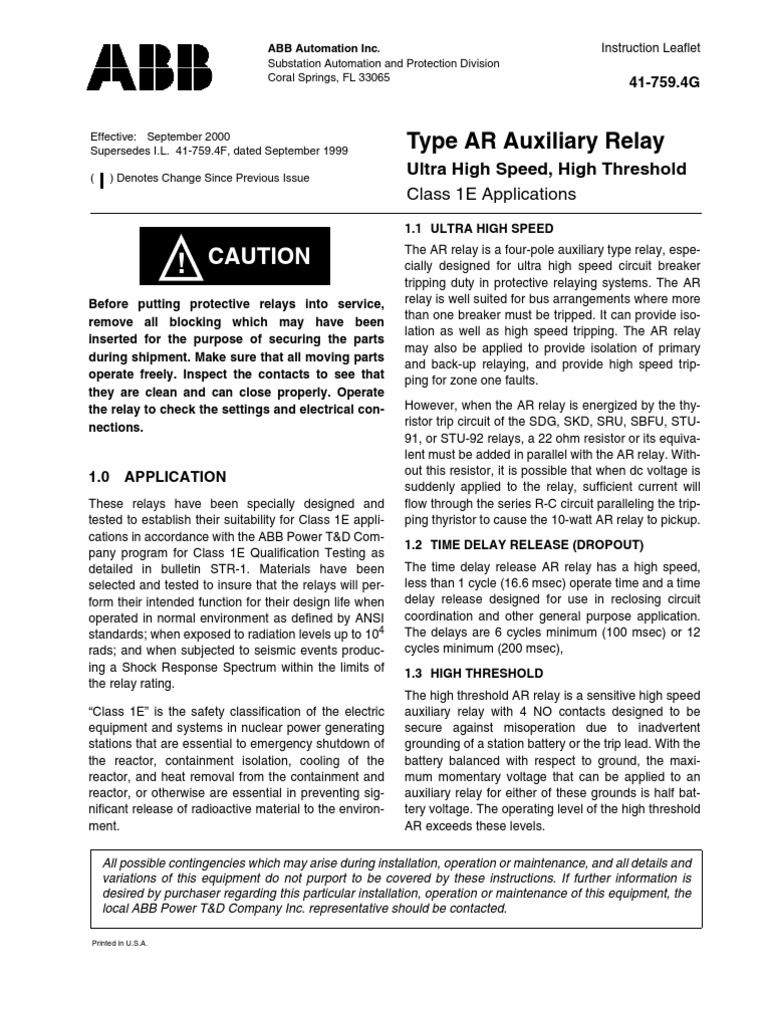 ABB AR Auxiliary Relay | Download Free PDF | Relay | Switch