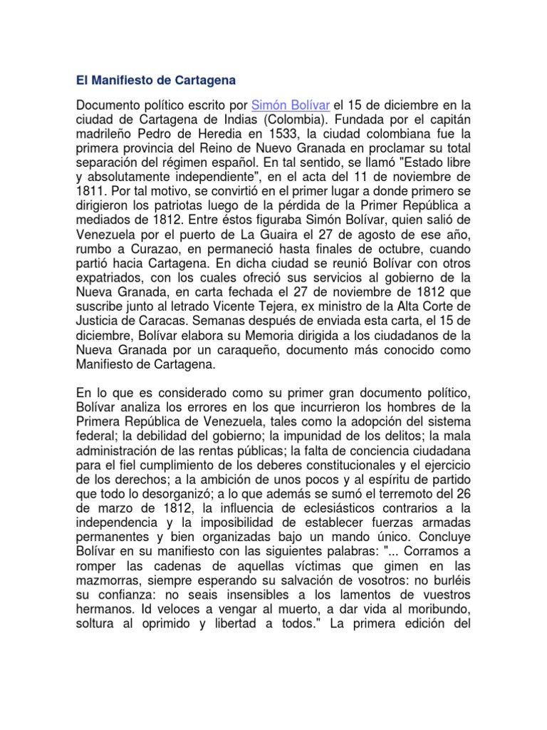 El Manifiesto de Cartagena | PDF