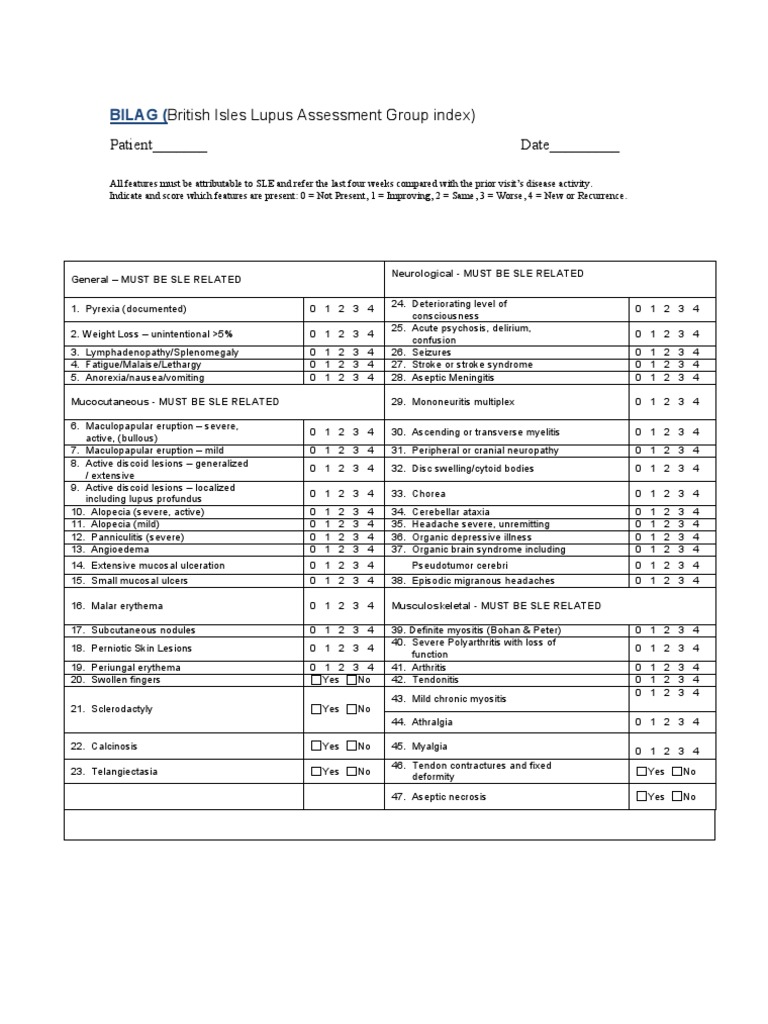 BILAG English | Systemic Lupus Erythematosus | Renal Function