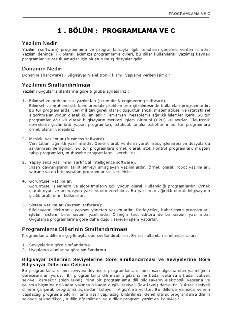 C Programlama Dili Kitap | PDF