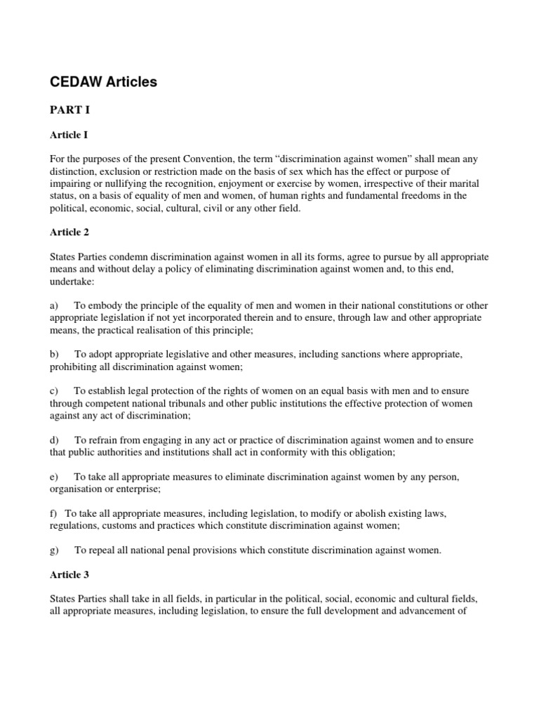 CEDAW Articles | Convention On The Elimination Of All Forms Of ...