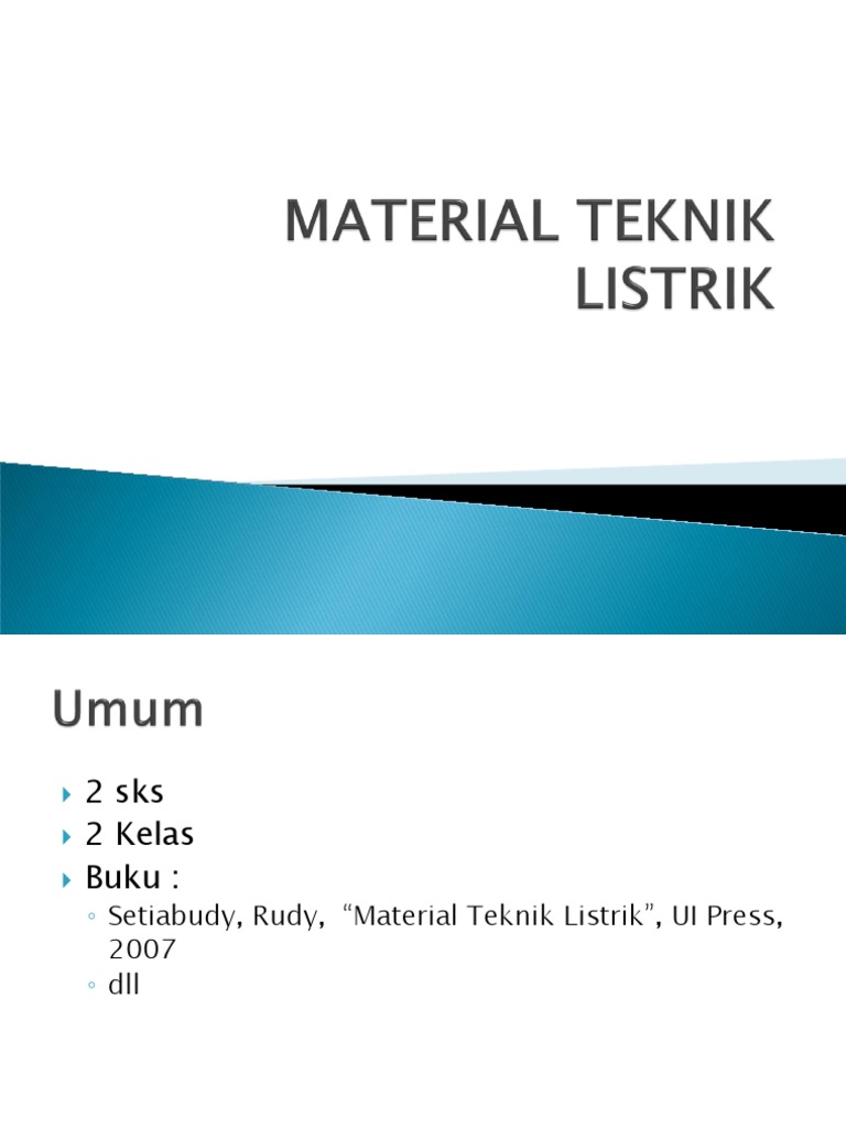 MATERIAL TEKNIK LISTRIK Intro | PDF