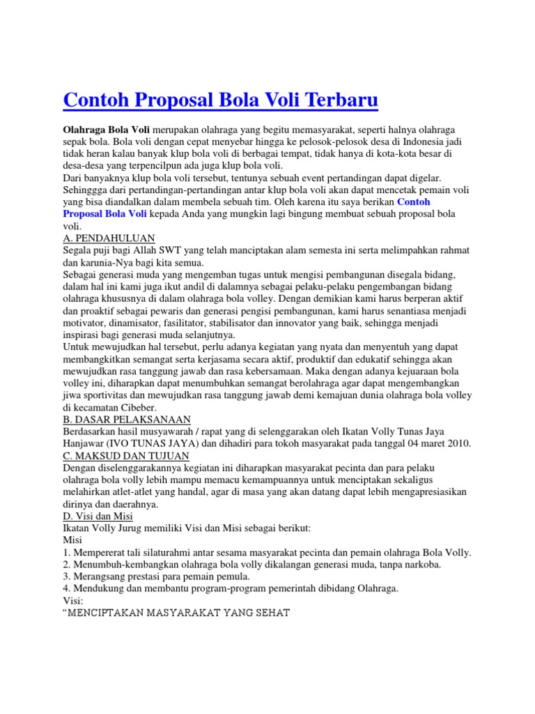 Contoh Proposal Bola Voli Terbaru | PDF