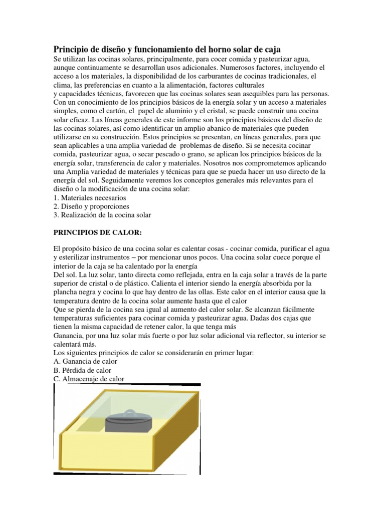 diseño de un horno solar.docx | Energía solar | Física Aplicada e ...