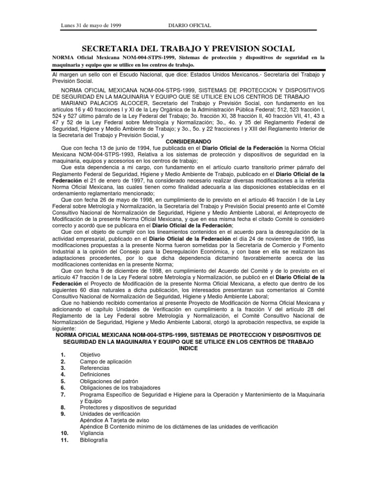 Nom 004 STPS 1999 | PDF | Seguridad | México