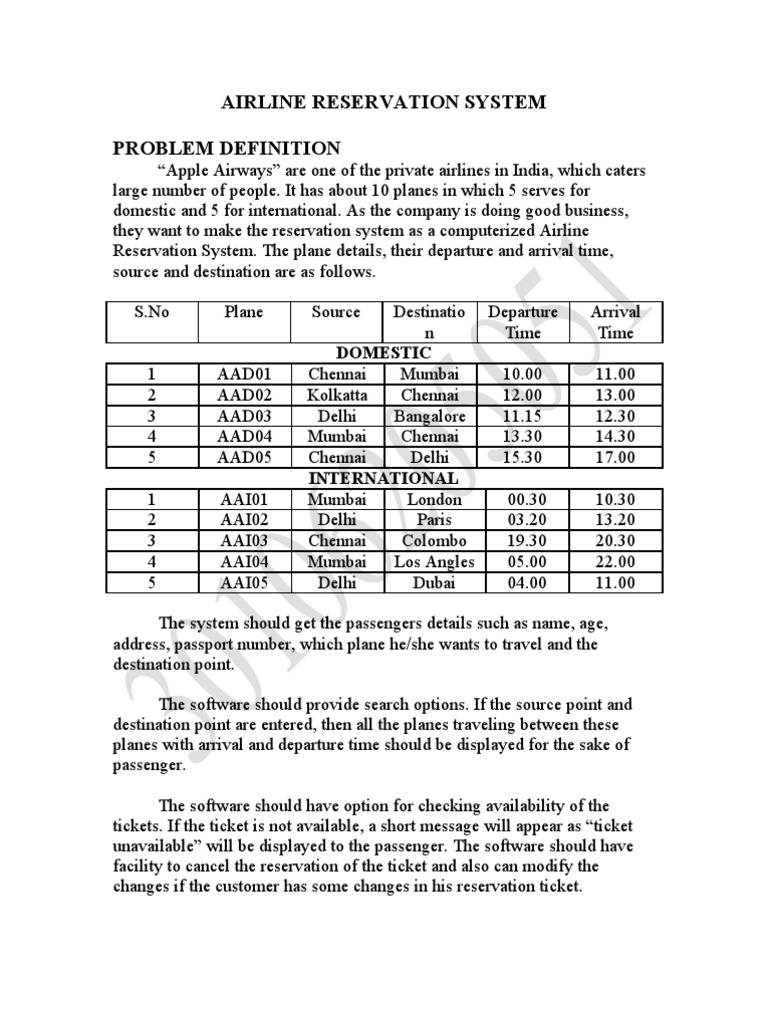 Airline Reservation System SRS | PDF | Personal Identification Number | Databases