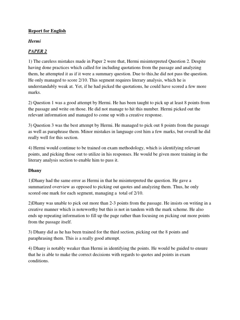 Report For English | PDF | Cognition