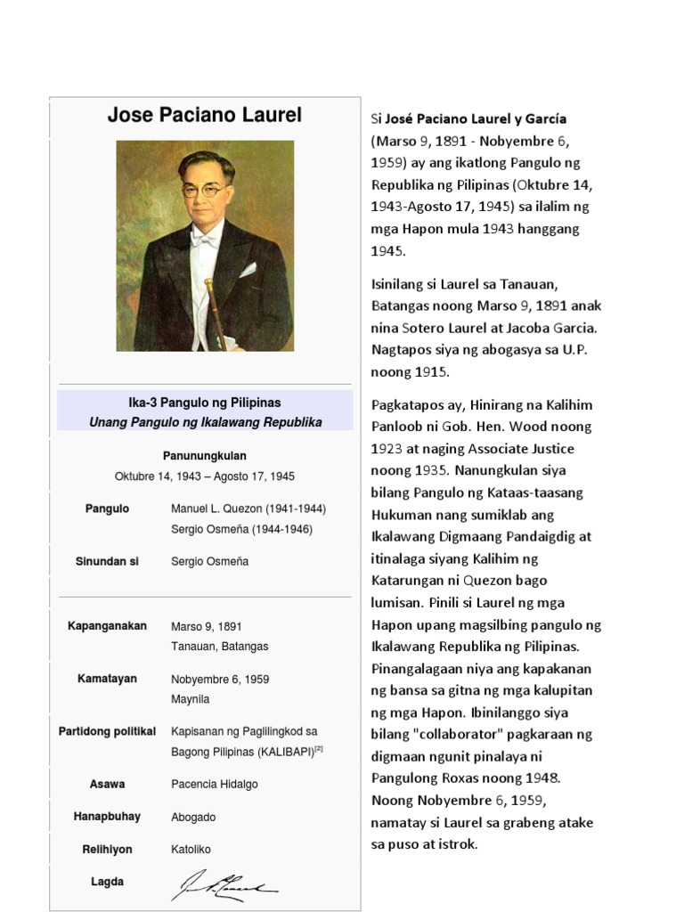 Jose Paciano Laurel | PDF