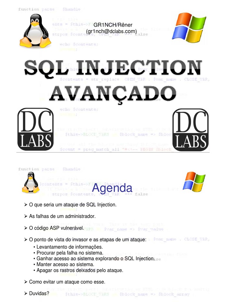 SQL Injection Avançado | PDF | SQL | Gestão de dados