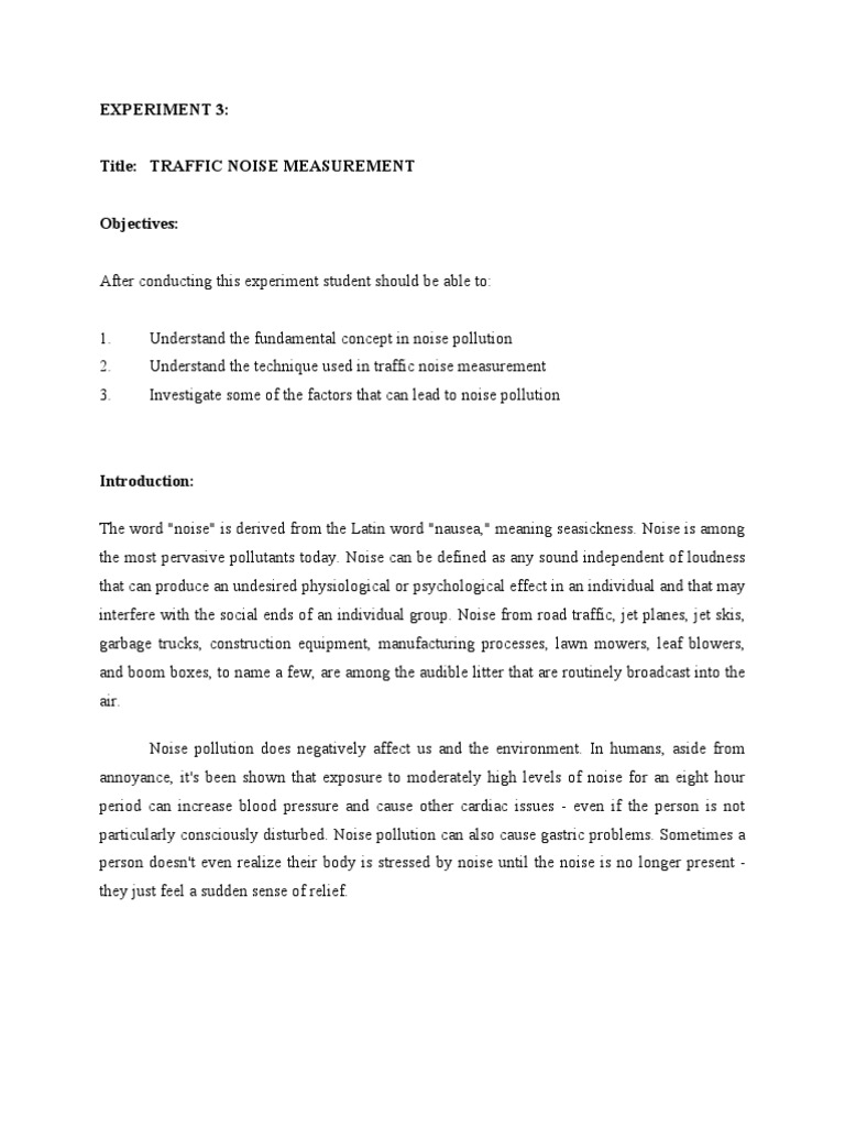 EXPERIMENT 3 Noise | PDF | Sound | Decibel