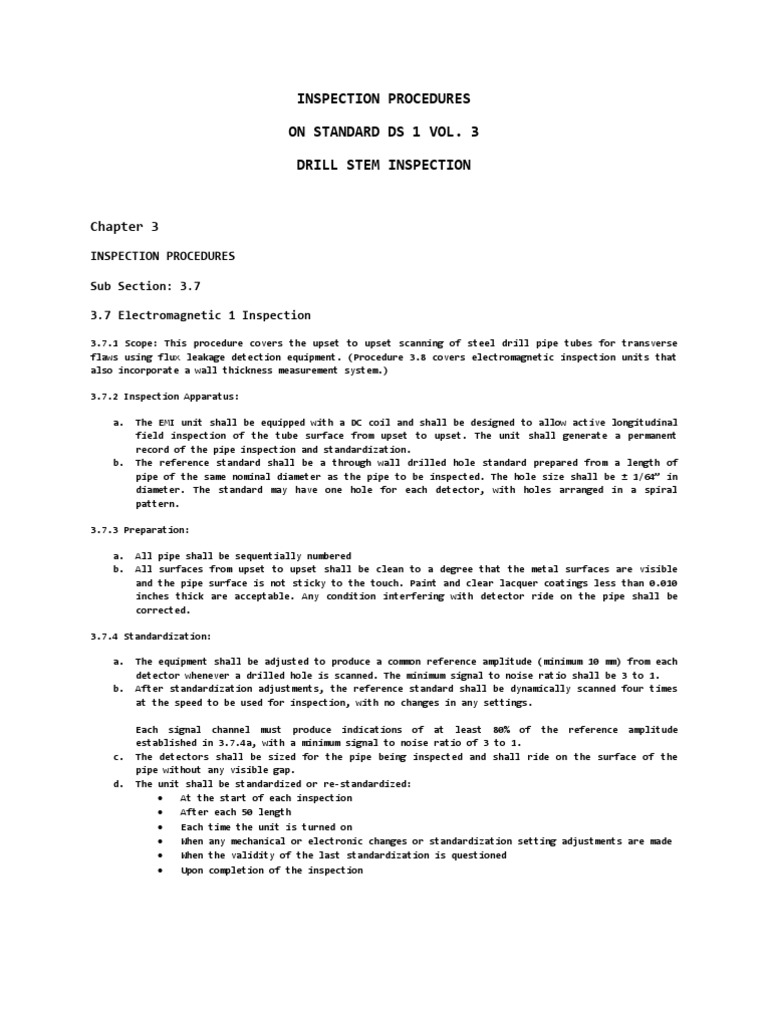 Inspection Procedures On Ds 1 | PDF | Standardization | Pipe (Fluid ...