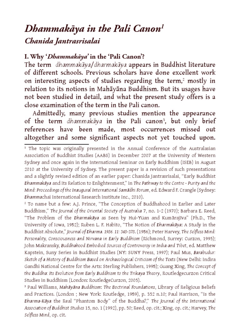 Dhammakāya in Pali Canon Studies | PDF | Mahayana | Gautama Buddha