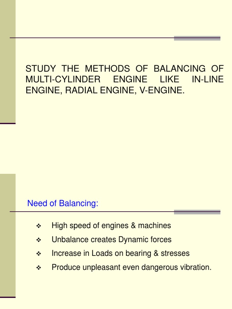 Study The Methods of Balancing of Multi-Cylinder Engine | PDF | Torque ...