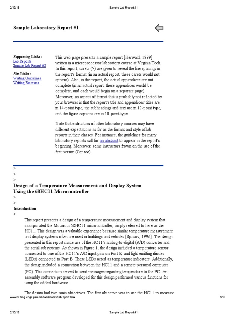 Sample Lab Report #1 | PDF | Analog To Digital Converter | Subroutine