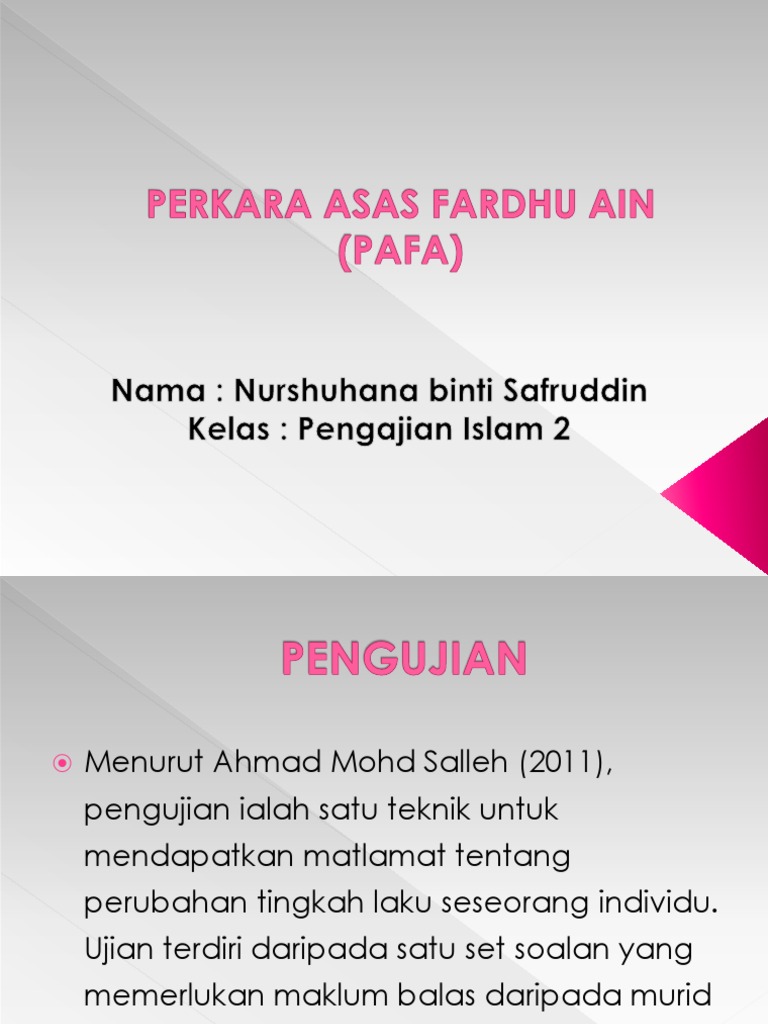 Penilaian Perkara Asas Fardhu Ain (PAFA) | PDF