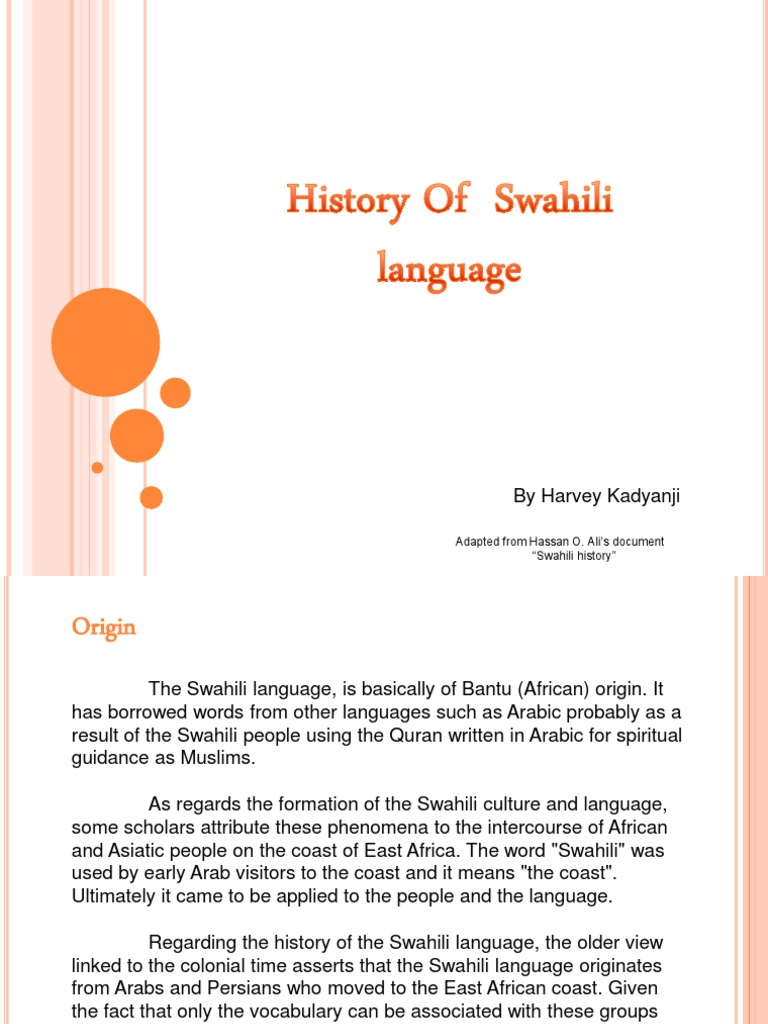 History Swahili | Swahili Language | East Africa