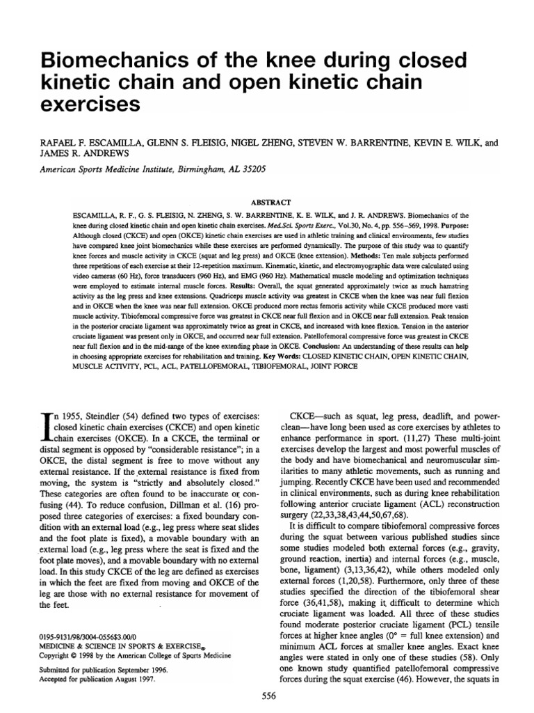 Escamilla Et Al. Biomechanics of The Knee During Closed Kinetic Chain ...