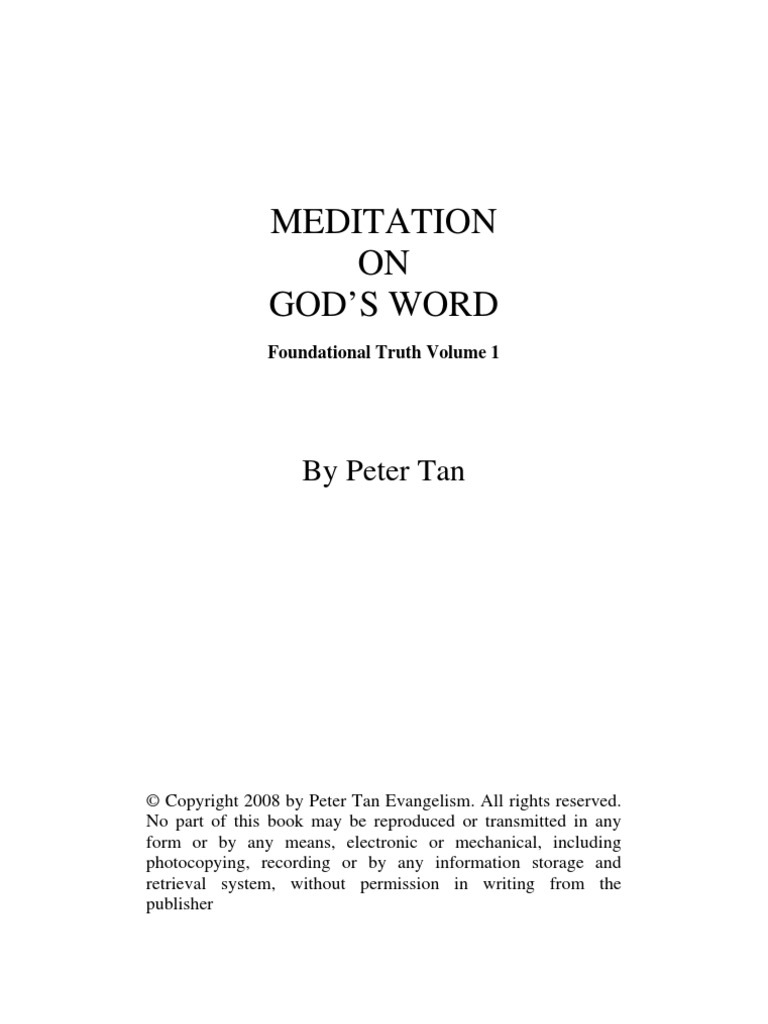 Meditation On God's Word - Foundational Truth Volume 1 (Pastor Peter ...