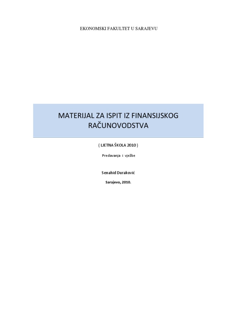Finansijsko Racunovodstvo - Knjiga | PDF