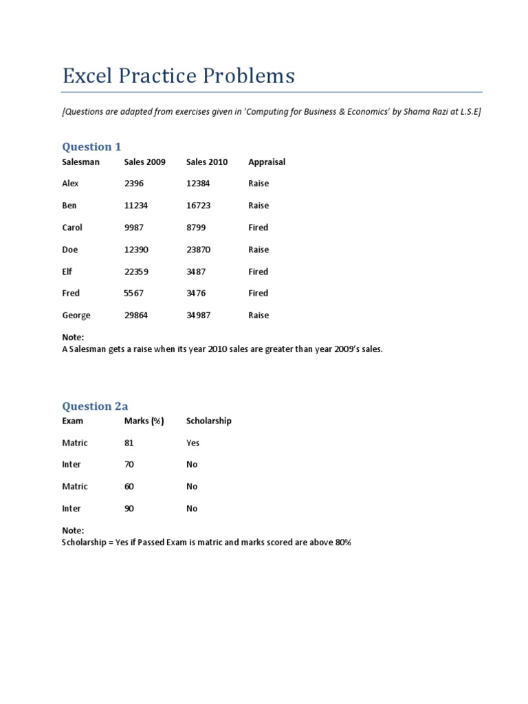 Excel Practice Problems PDF | PDF | Payments | Government Finances
