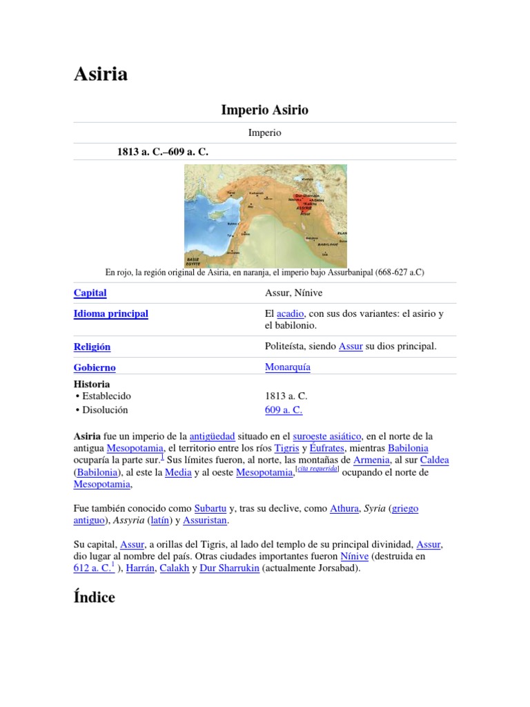 Historia del Imperio Asirio | PDF | Asiria | Mesopotamia