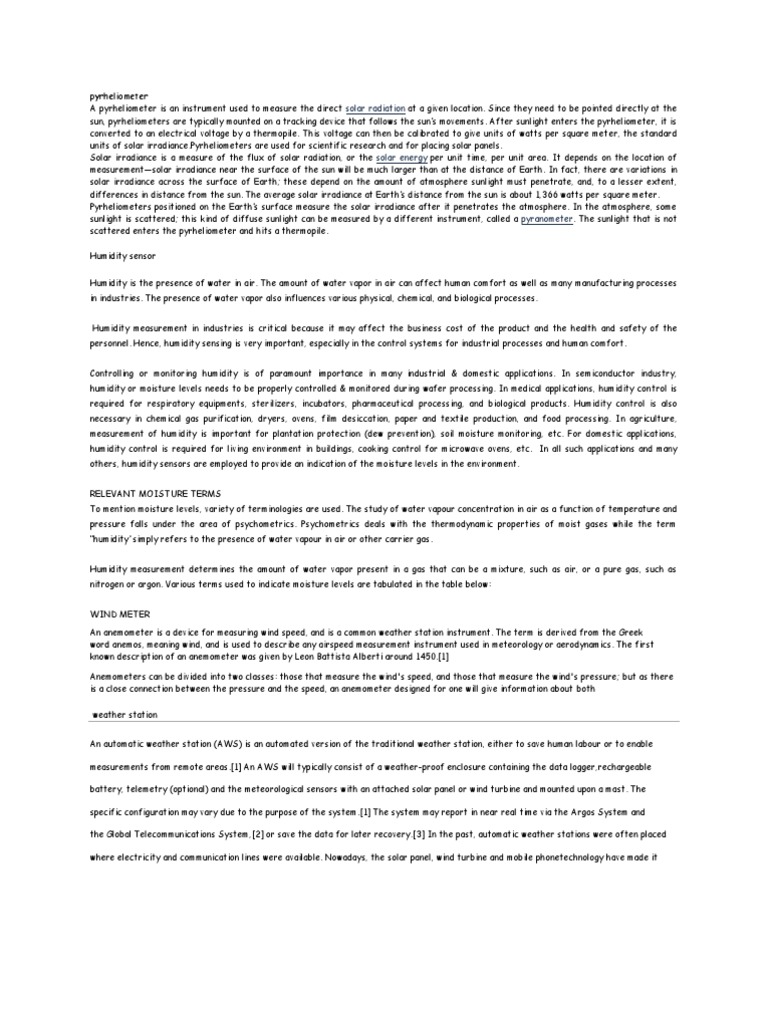 Solar Power Plant Instruments | PDF