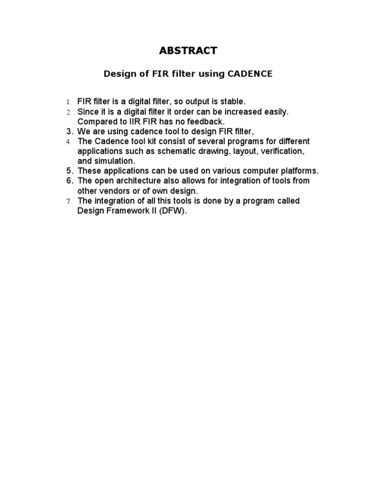FIR Filter Design with Cadence Tools | PDF