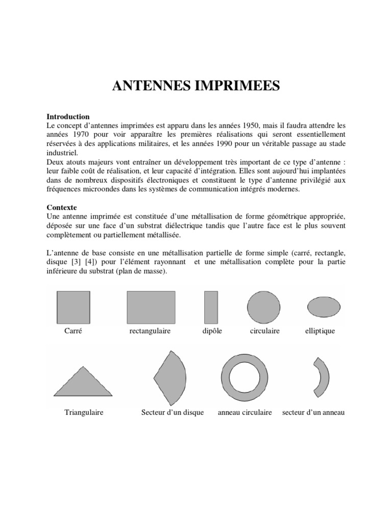 Types d'antennes imprimées en télécommunication | PDF | Antenne (Radio ...