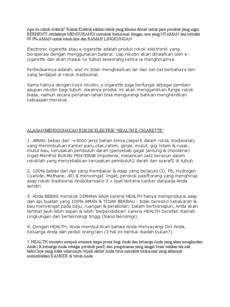Apa Itu Rokok Elektrik | PDF