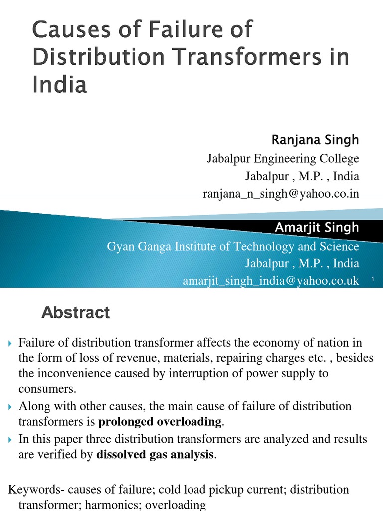 Final Causes of Failure of Distribution Transformers in India 1 ...