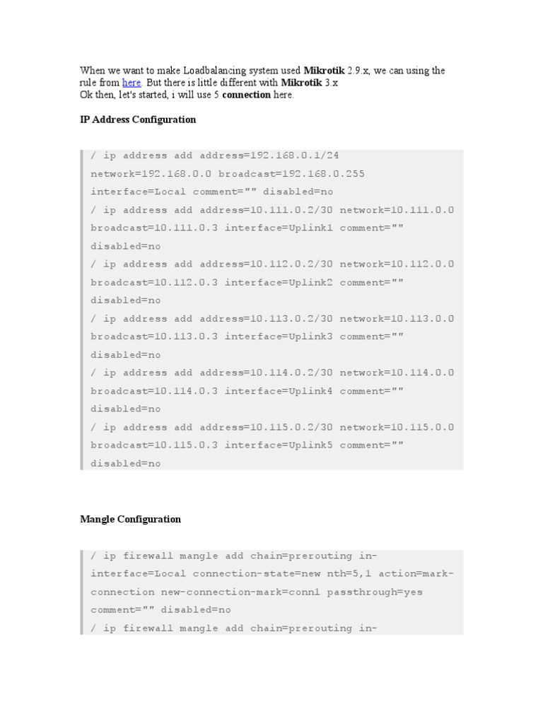 Mikrotik Load Balancing 5 | PDF | Ip Address | Router (Computing)
