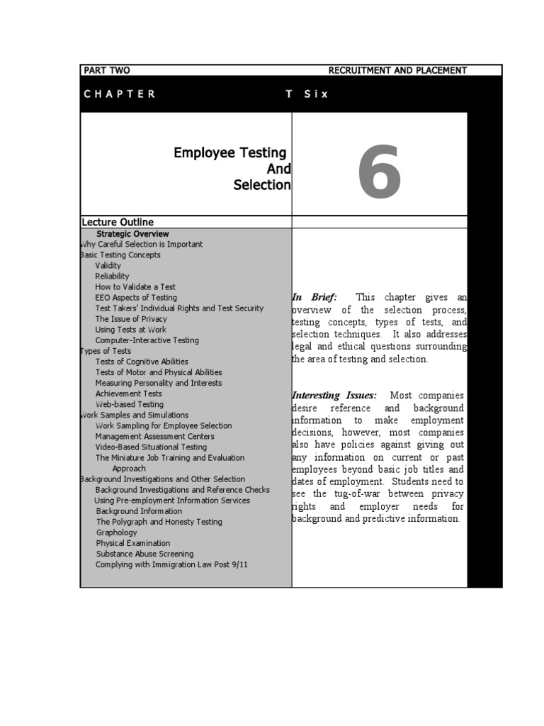 Ch6-Employee Testing and Selection | PDF | Validity (Statistics) | Test ...