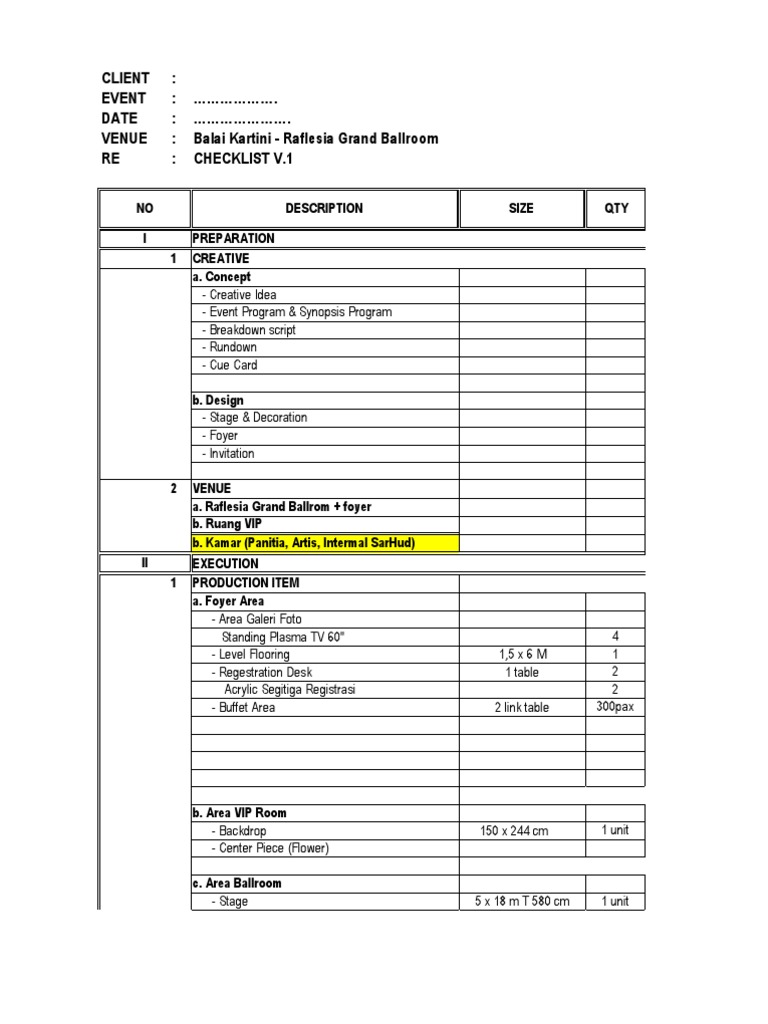 Sample Checklist Production EO | PDF