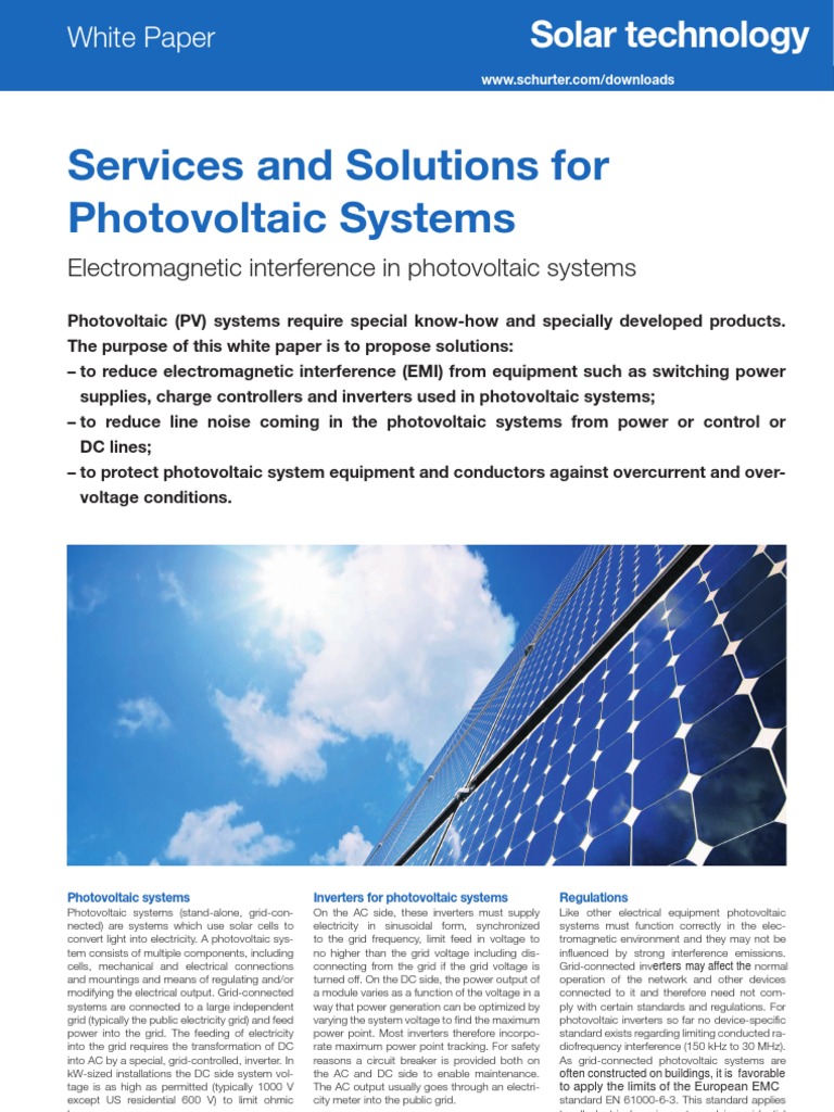 Services and Solutions For Photovoltaic Systems | PDF | Photovoltaic ...