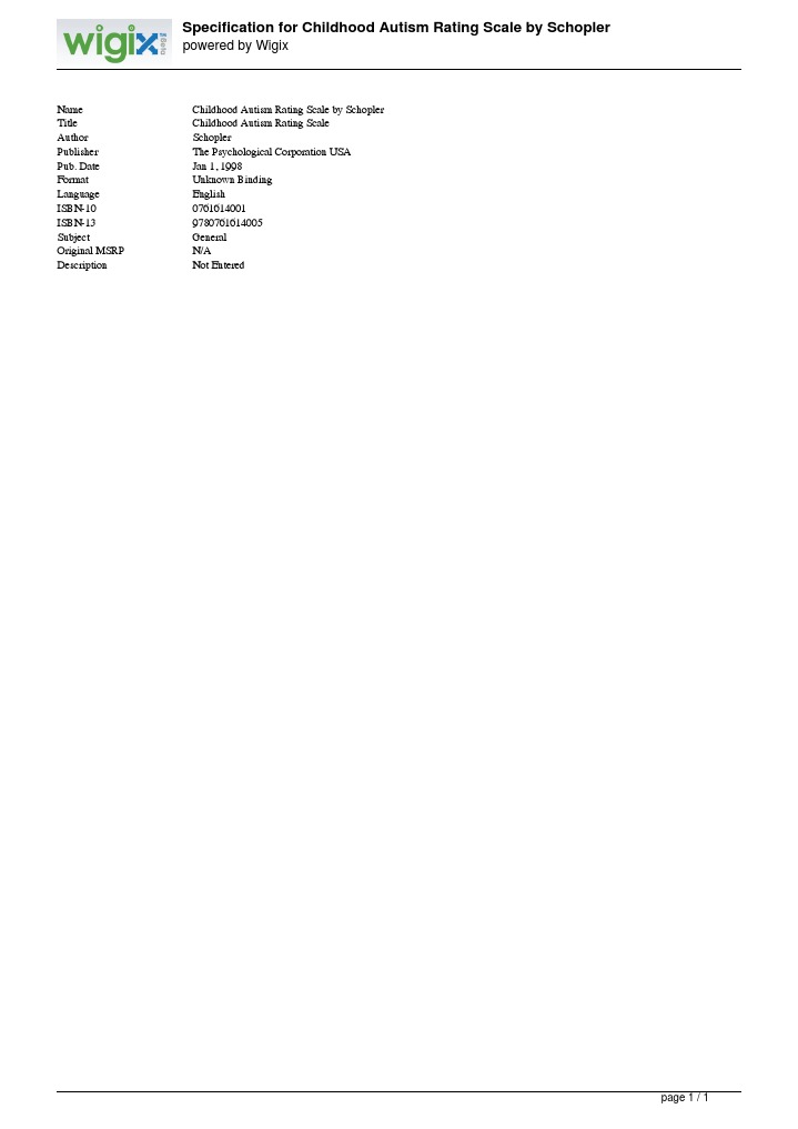 Autism Rating Scale Guide | PDF