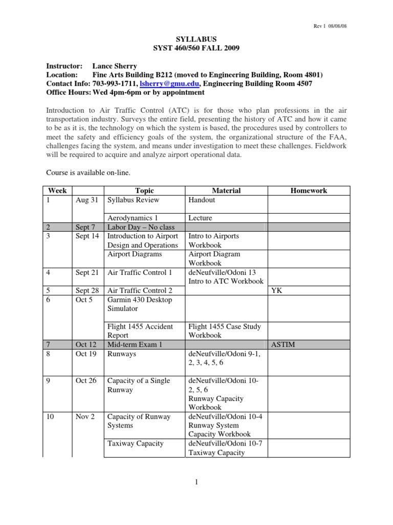 Introduction to Air Traffic Control Syllabus | PDF