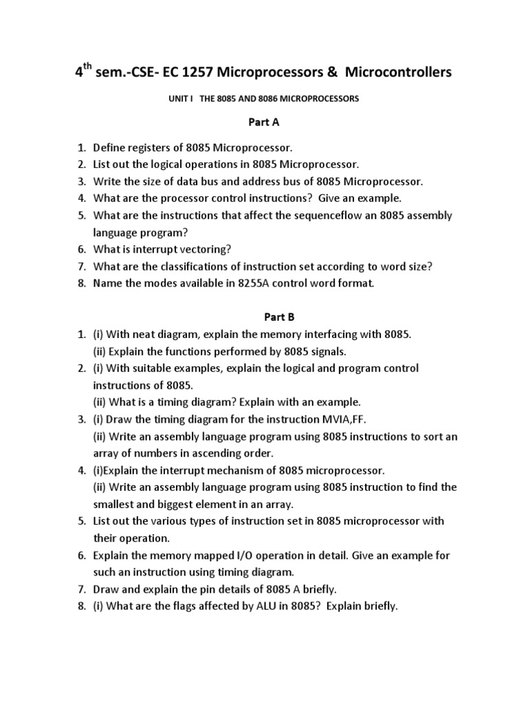 4th Sem EC 1257 Microprocessor | PDF | Microcontroller | Central Processing Unit