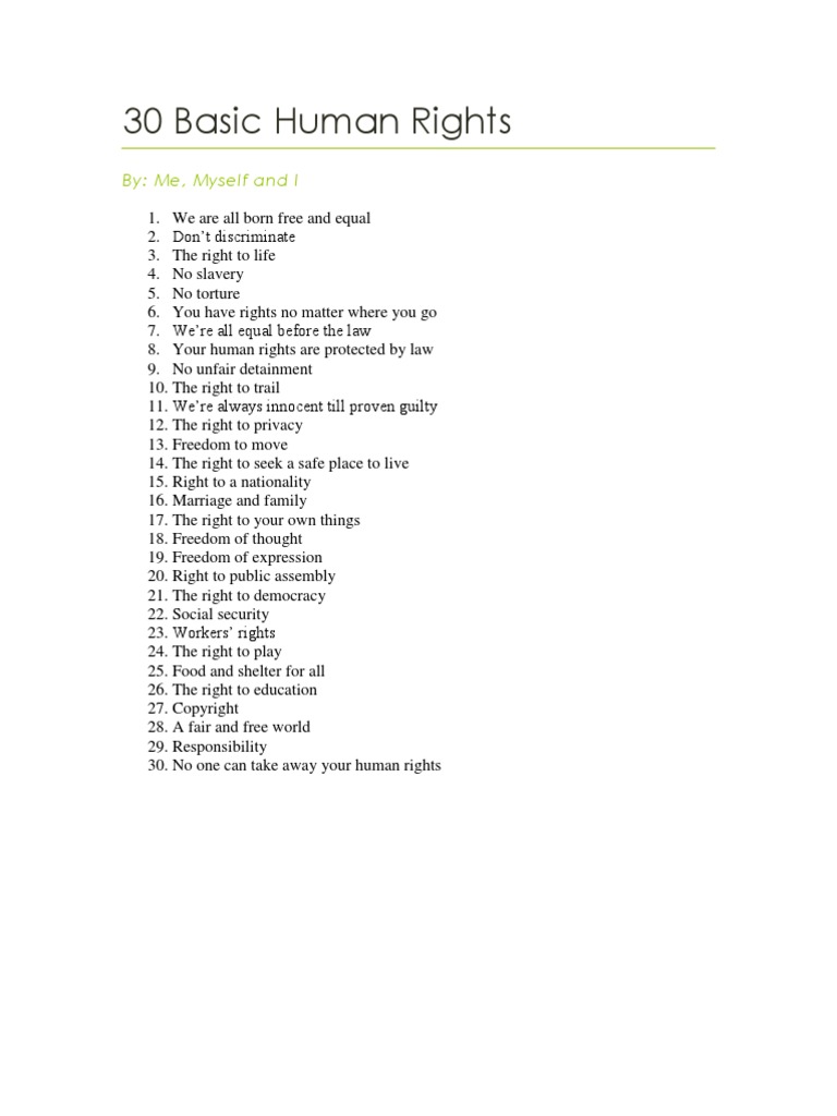 30 Basic Human Rights | PDF