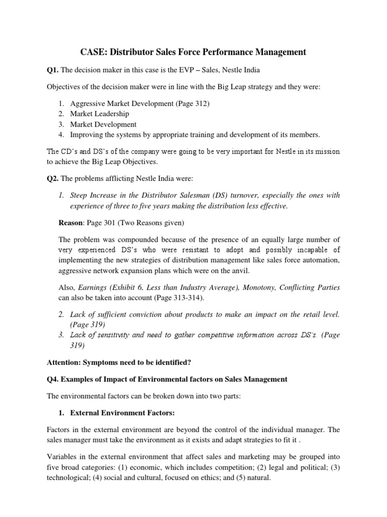 Nestle India Sales Force Performance Case | PDF | Sales | Retail