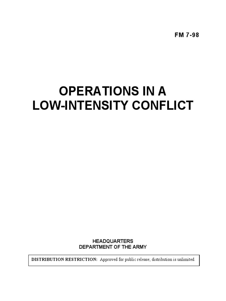 FM 7-98 Operations in A Low Intensity Conflict | PDF