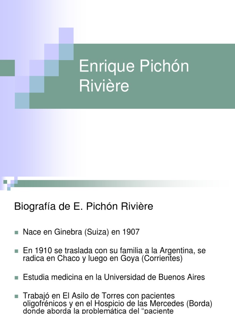 Enrique Pichón Rivière | PDF | Subjetividad | Psicología Social