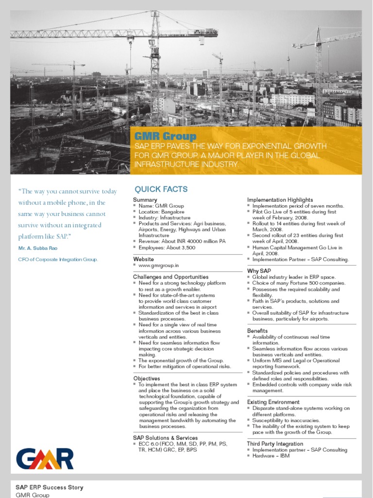 GMR Group's SAP ERP Implementation Success | PDF