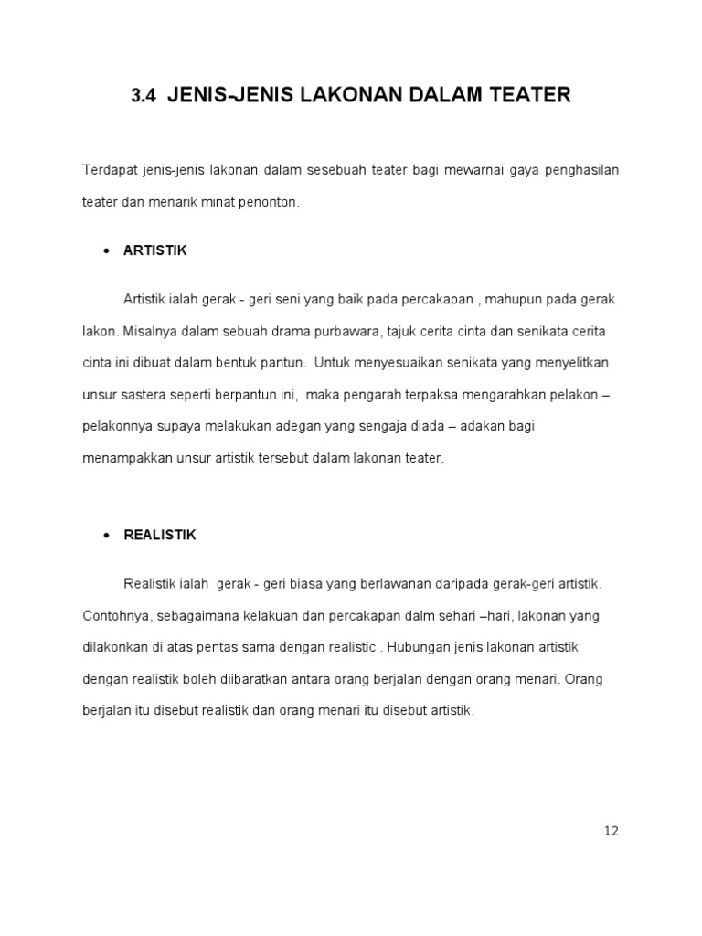 Jenis Lakonan Teater | PDF