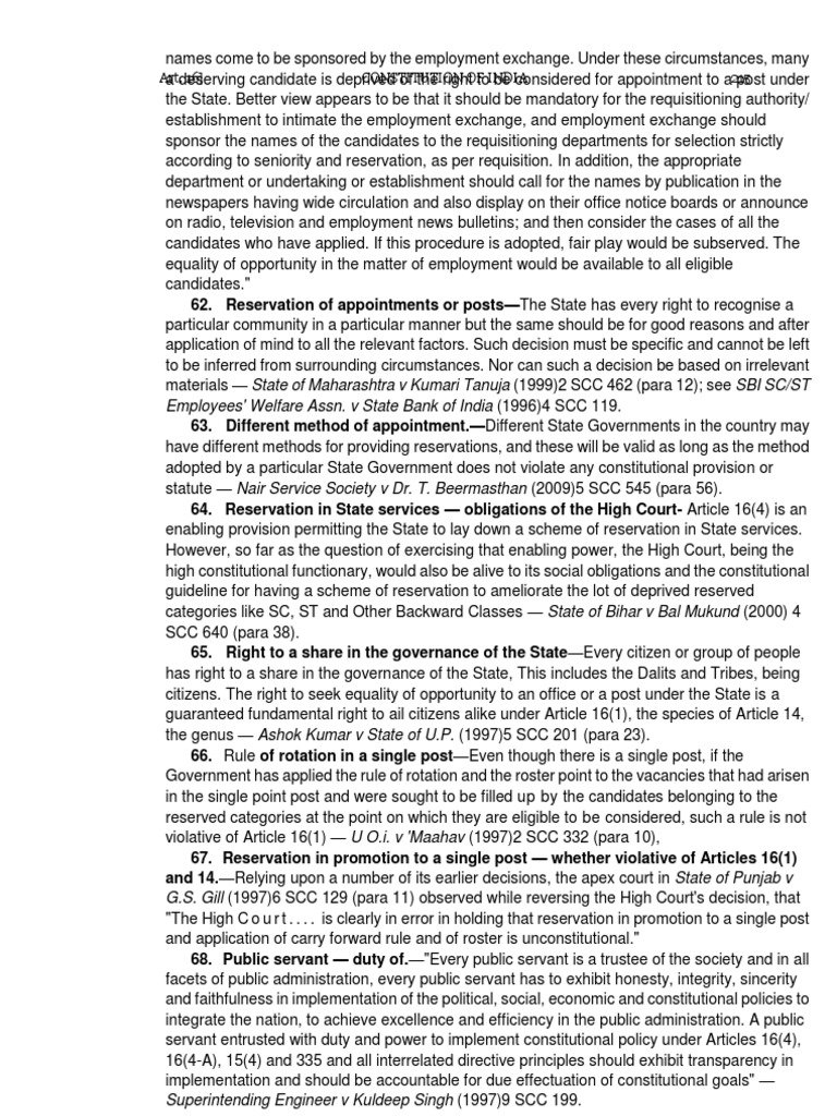 Article 16 Constitution of India | PDF | Mandamus | Equal Opportunity