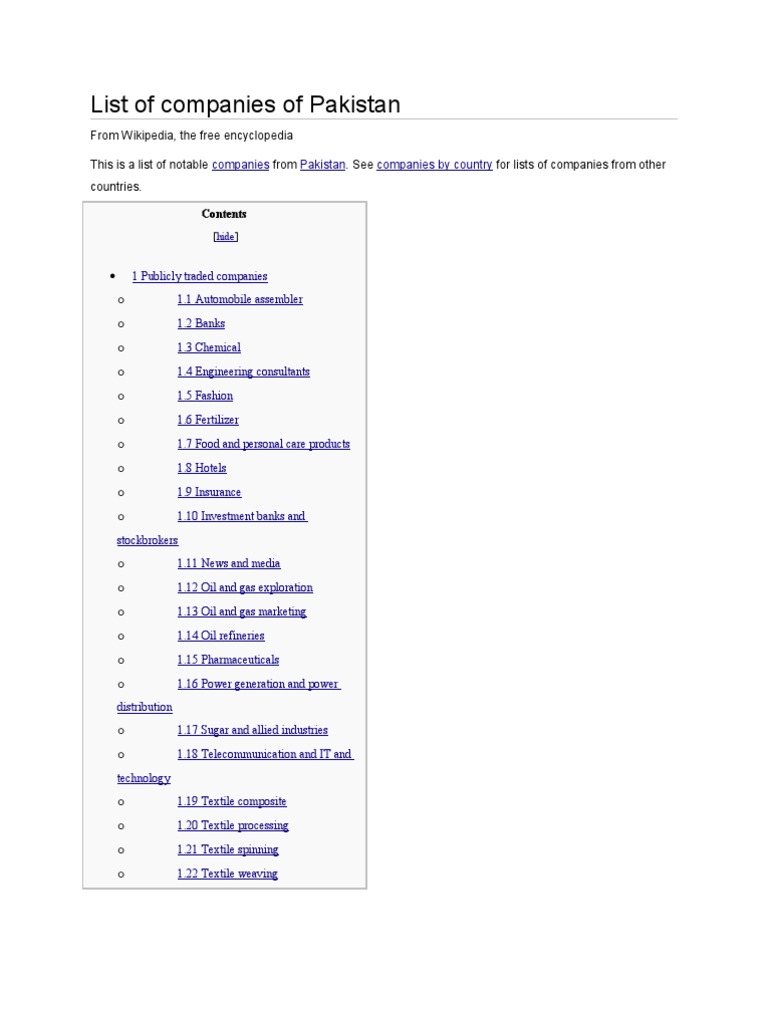 List of Companies of Pakistan1 | PDF | Pakistan | Companies Of Asia